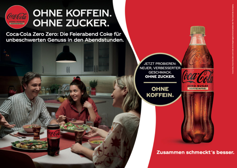 Coca-Cola startet Kampagne für die Coca-Cola Zero Sugar. Zero Koffein