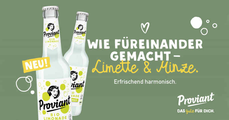 Proviant bringt Bio-Limonade Limette & Minze auf den Markt